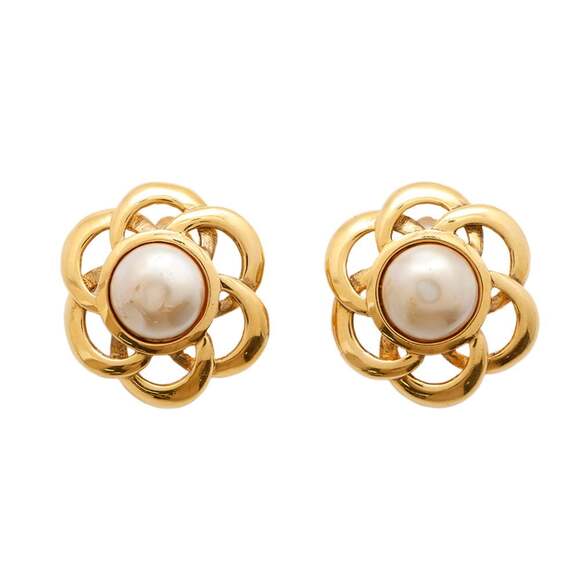 CHANEL | Jewelry | Chanel Earrings Flower Motif Gp Chanel Fake Pearl ...